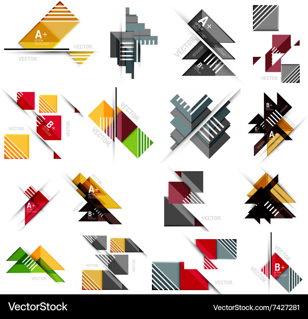 Set paper design style geometrical banners Vector Image