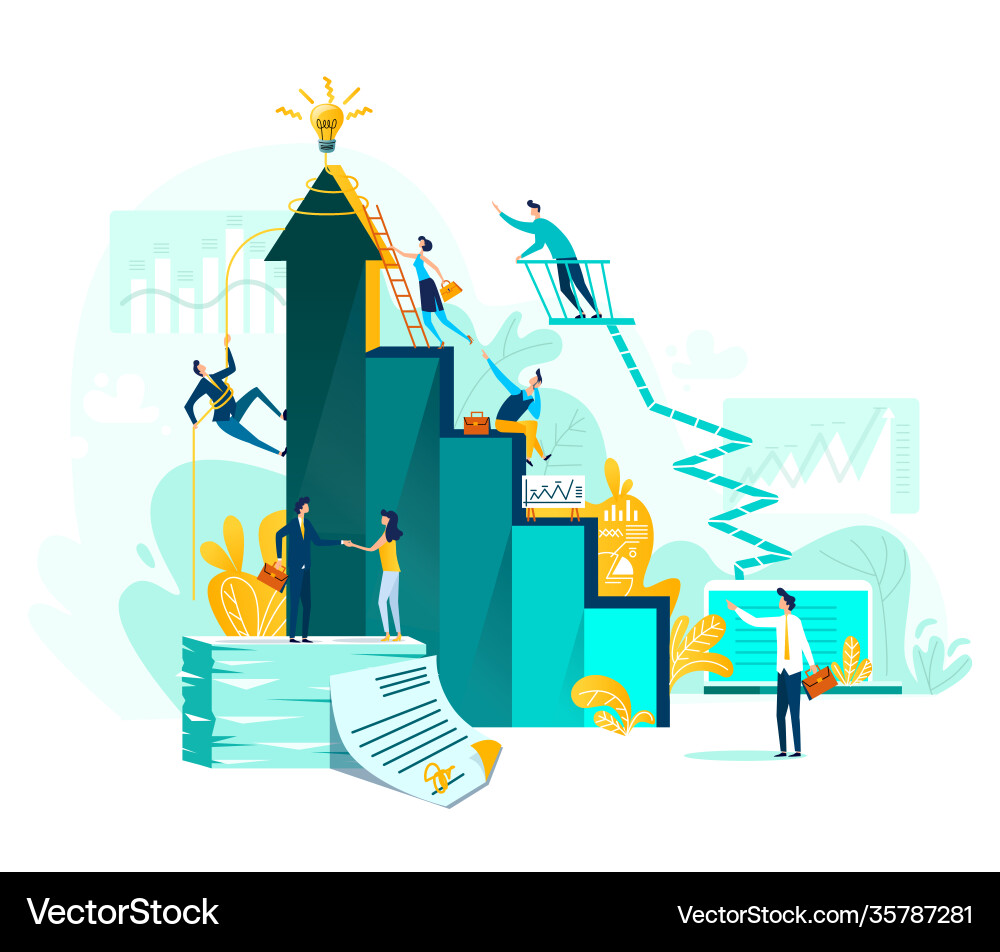 Target achievement and teamwork business concept Vector Image