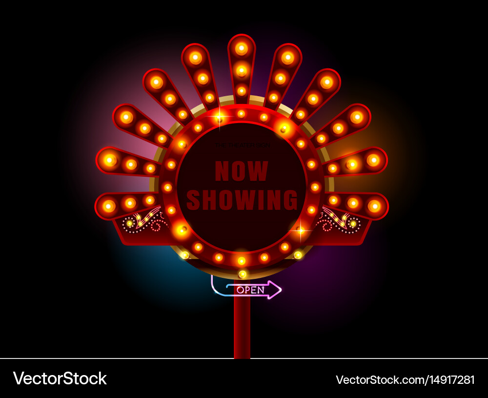 Theater sign and neon light Royalty Free Vector Image