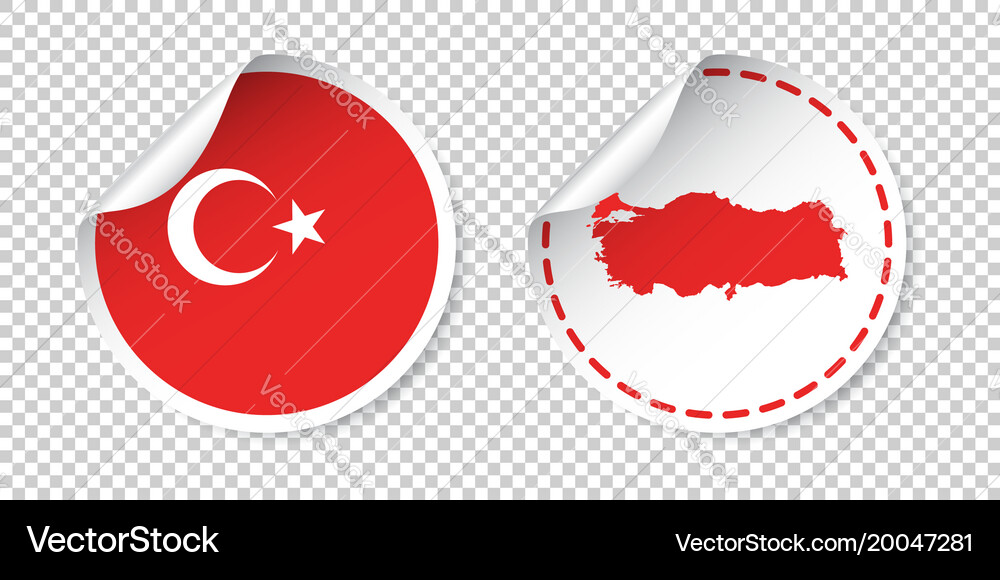 Turkey sticker with flag and map label round tag Vector Image