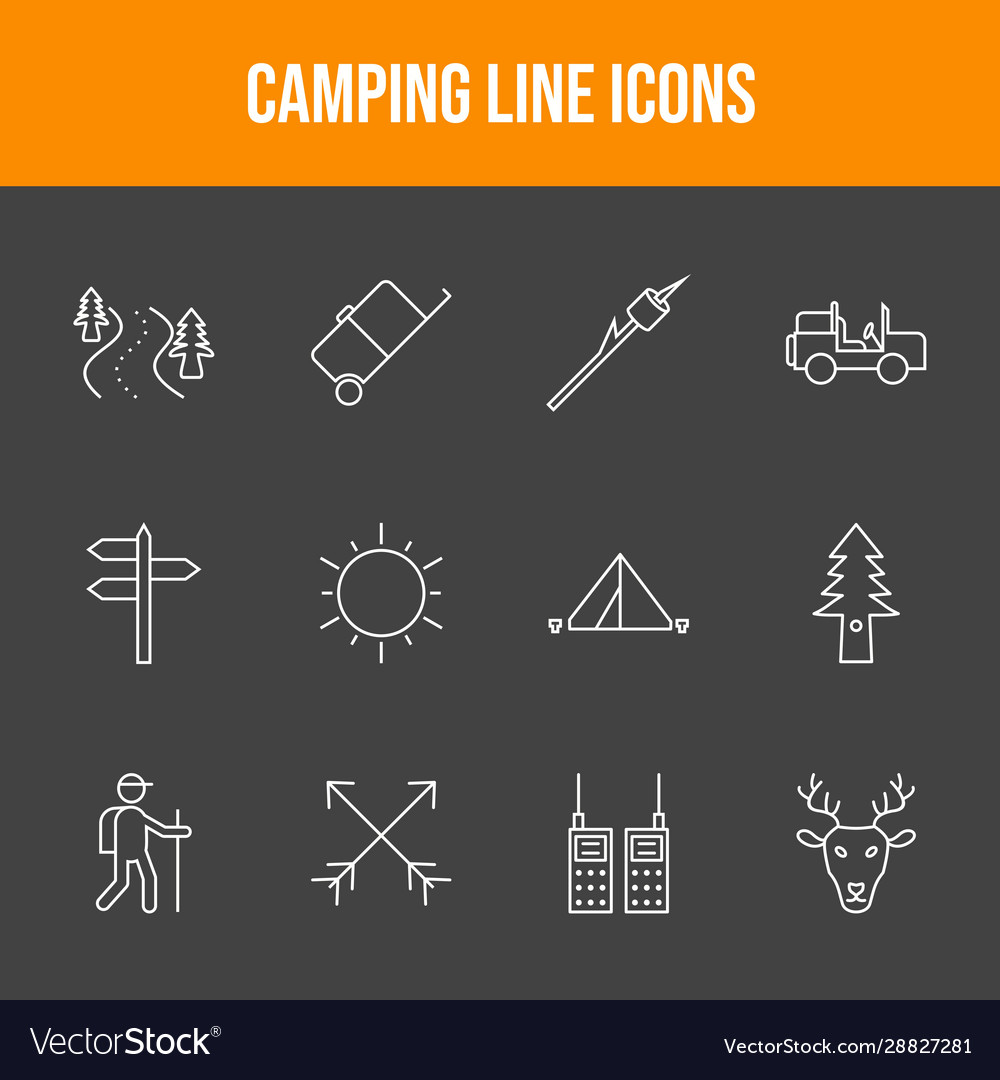 Unique camping line icons set Royalty Free Vector Image
