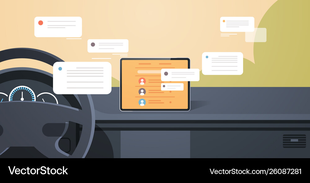Vehicle cockpit with smart driving assistance Vector Image