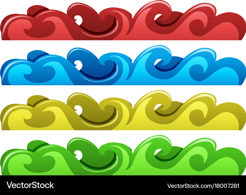 Waves design in four colors Royalty Free Vector Image