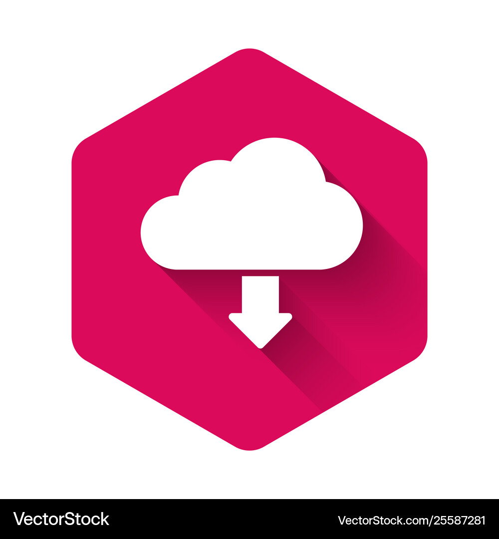 White cloud download icon isolated with long Vector Image