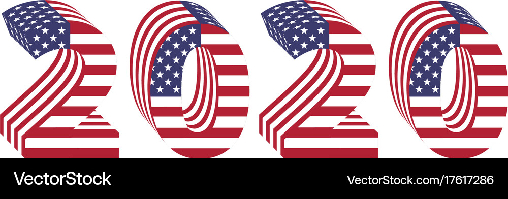 2020 numbers 3d american flag new year Royalty Free Vector