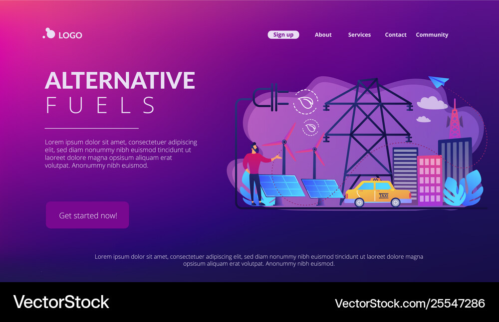 Alternative fuel concept landing page Royalty Free Vector