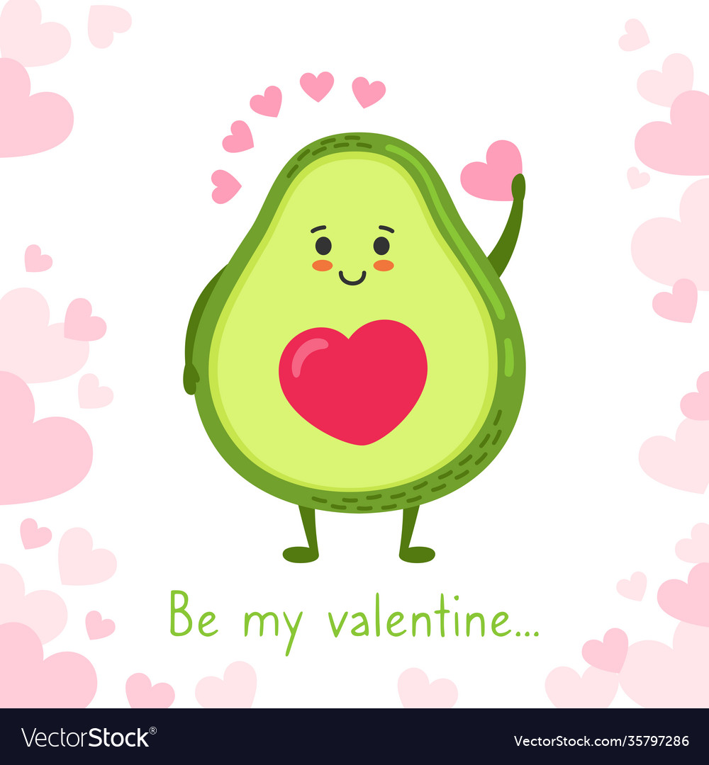 Avocado love happy valentines day card Royalty Free Vector