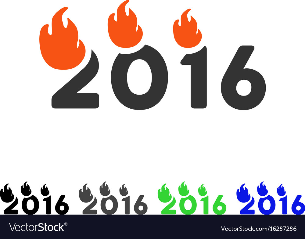 Flamed 2016 text flat icon Royalty Free Vector Image