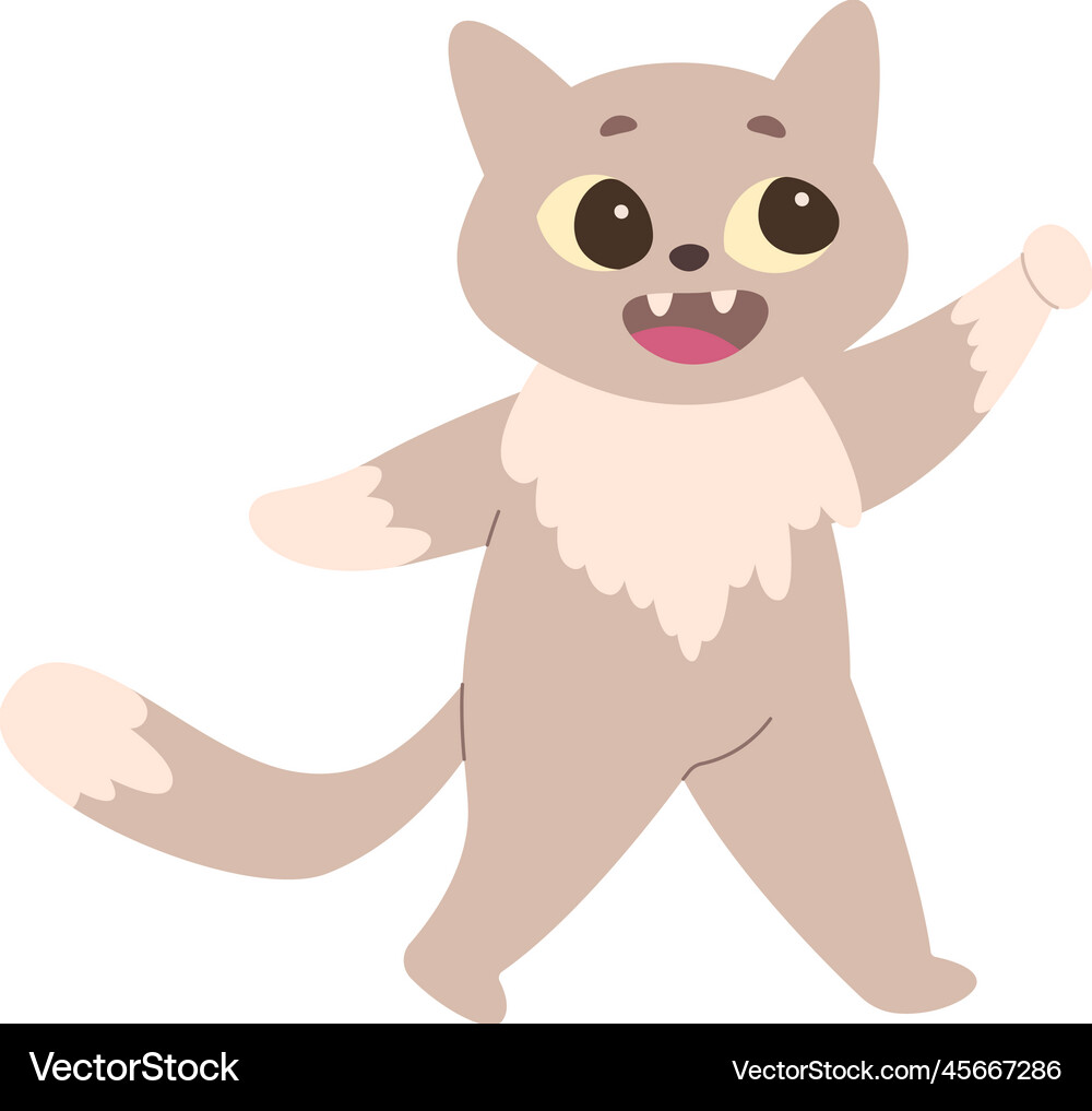 Funny cat flat icon cheerful kitty celebrate Vector Image