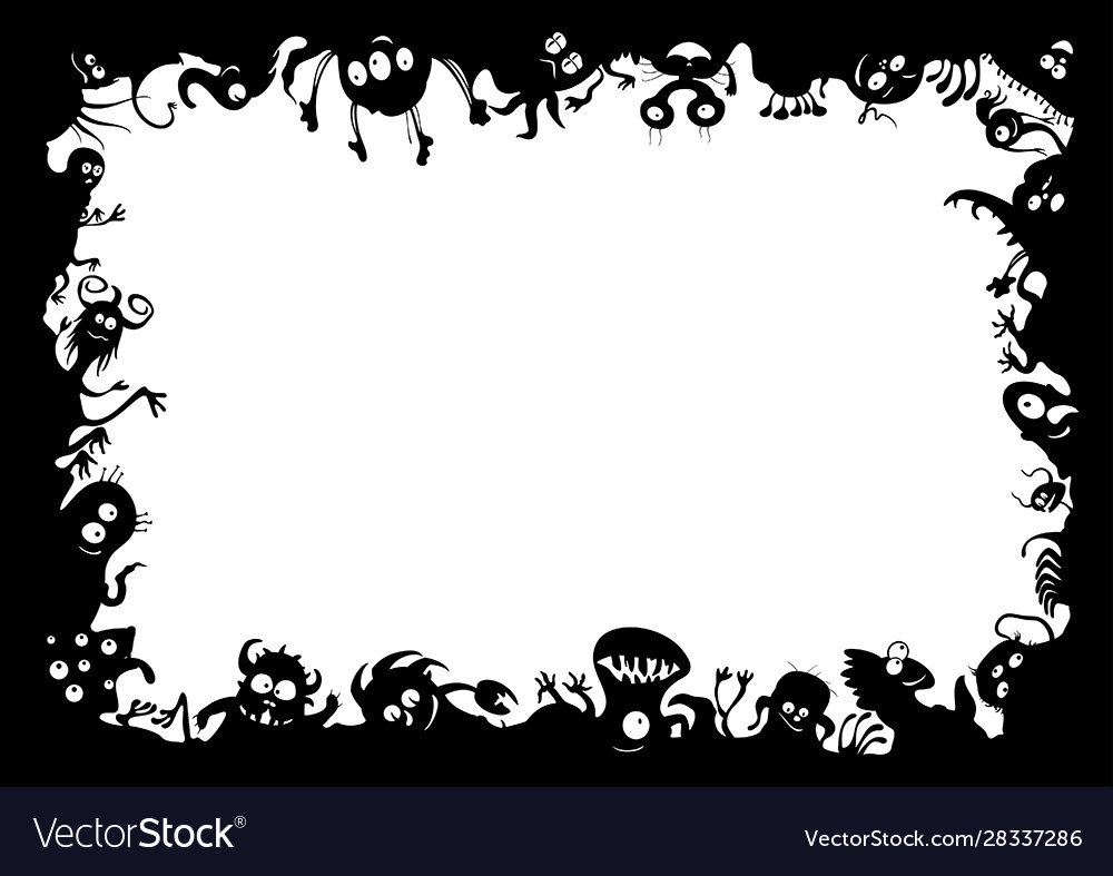 Funny monsters frame Royalty Free Vector Image