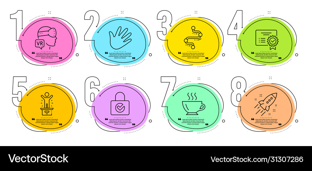 Hand timeline and coffee icons set certificate Vector Image