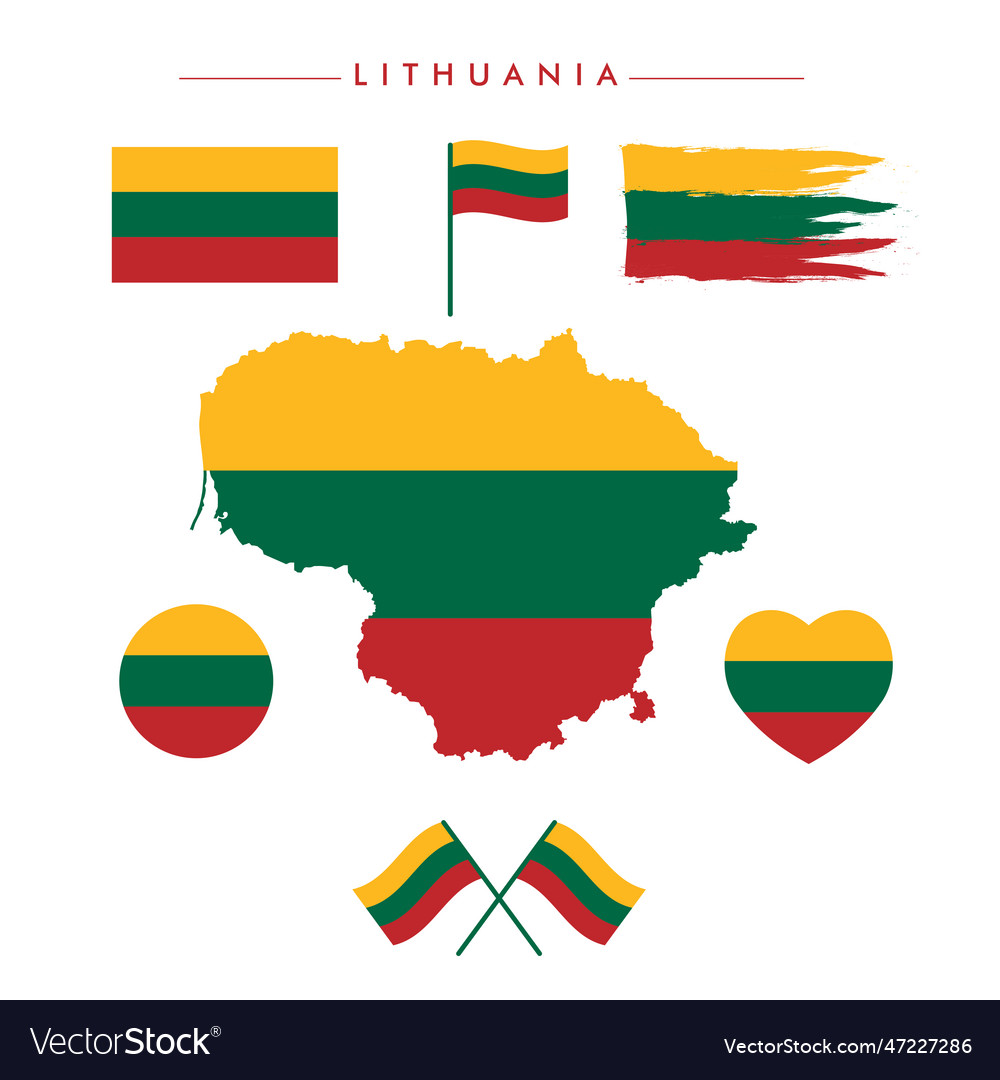 Lithuania flag and map Royalty Free Vector Image