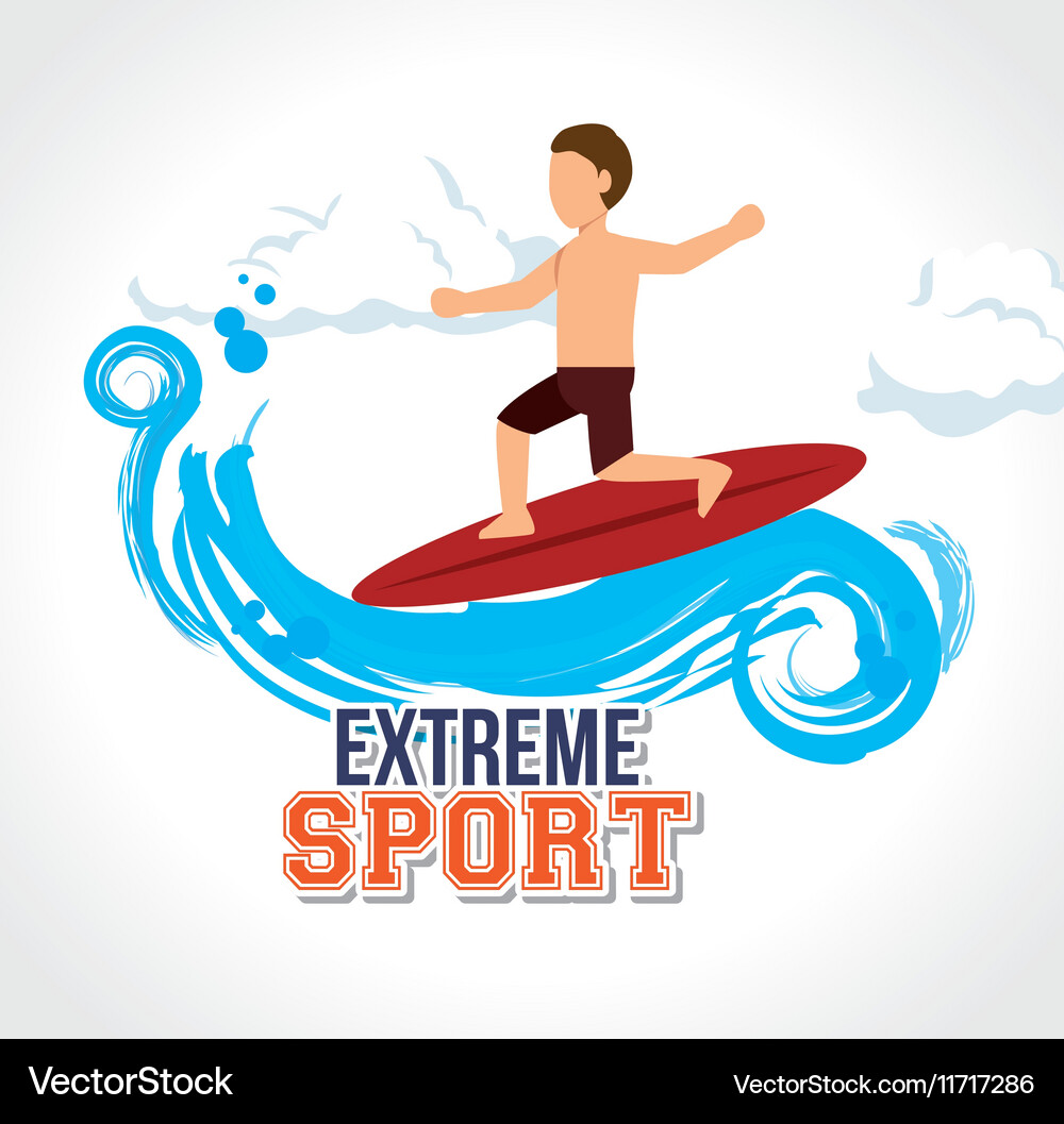 Man surfin on wave extreme sport Royalty Free Vector Image