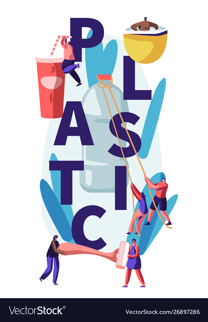 People characters using plastic things concept Vector Image