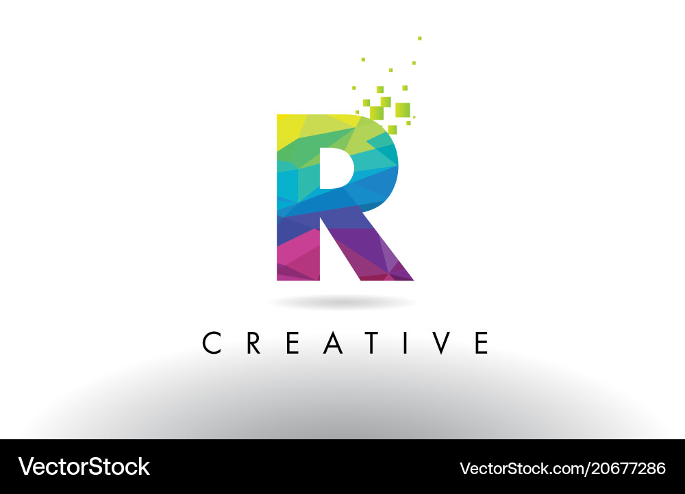 R colorful letter origami triangles design Vector Image