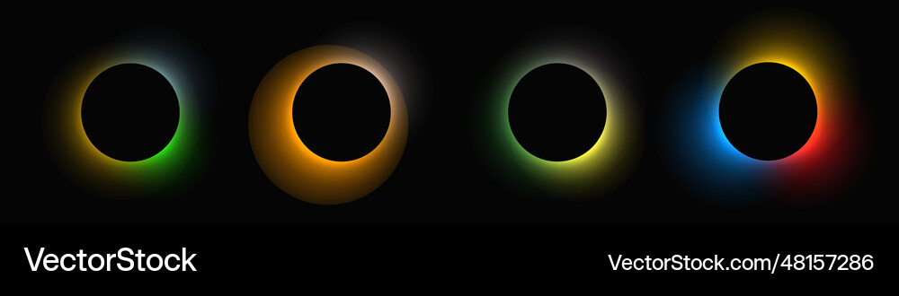 Set of circle illuminate light frames with color Vector Image