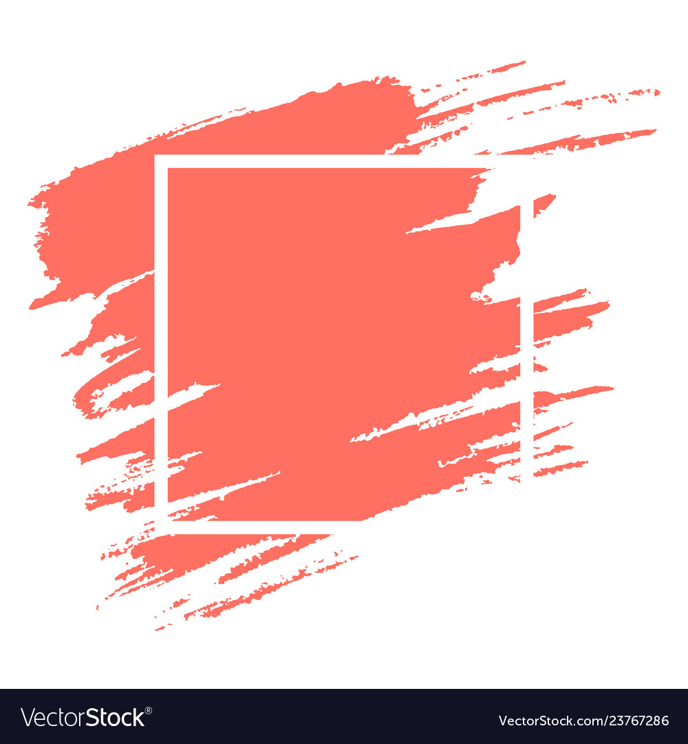 Watercolor coral brushstroke with frame Royalty Free Vector