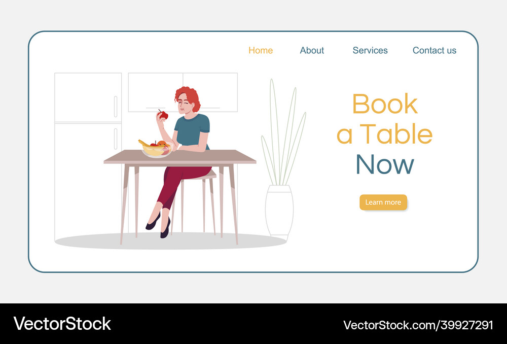 Book table now landing page template healthy Vector Image