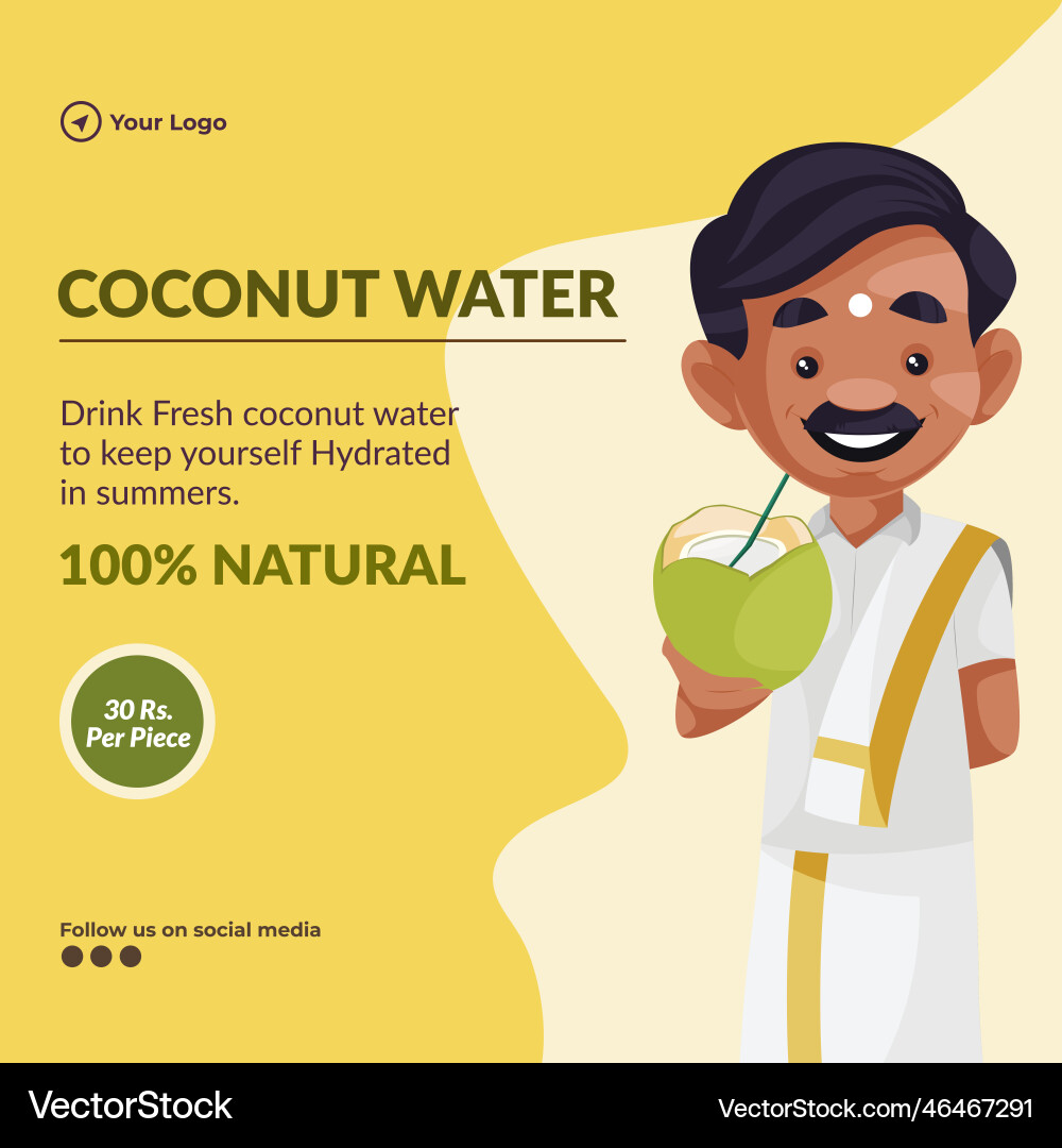 Drink fresh coconut water banner design Royalty Free Vector