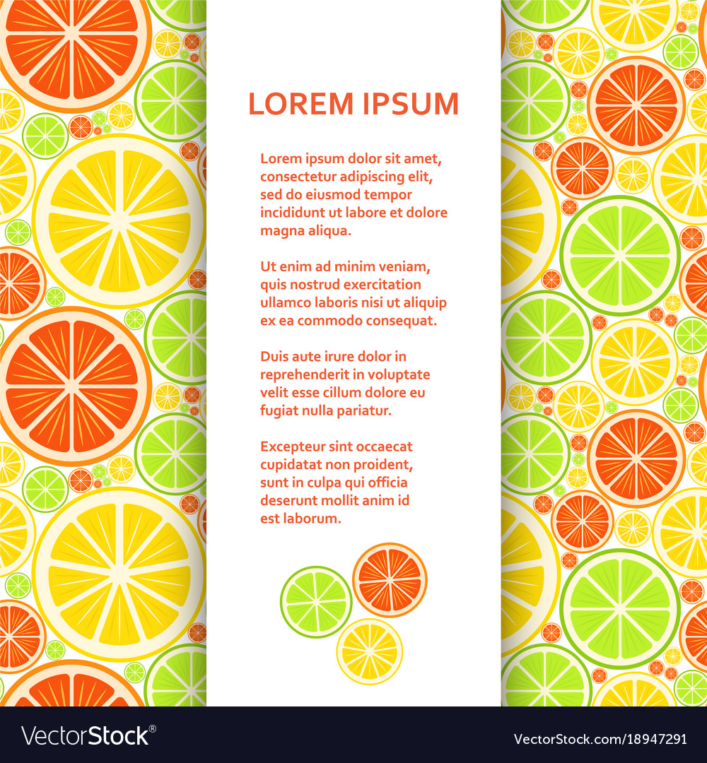 Flat poster or banner template with citrus fruits Vector Image