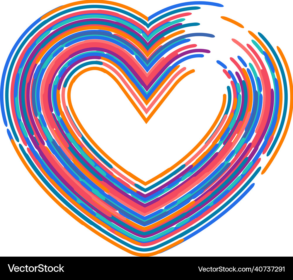 Heart formed by colourful curved line Royalty Free Vector
