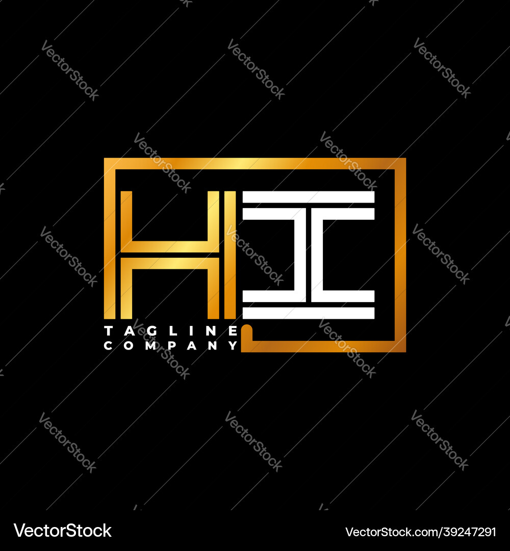 Hi letter golden shape line Royalty Free Vector Image