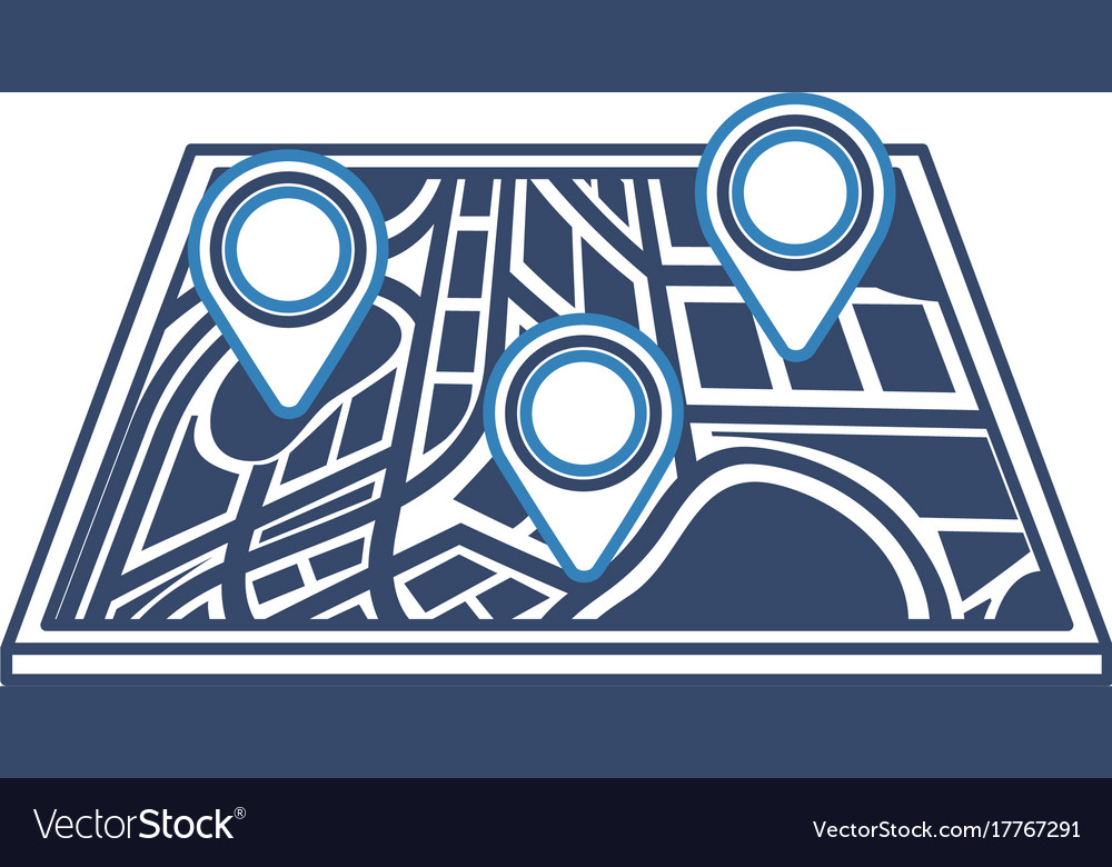 Map navigation gps with pointer isolated on white Vector Image