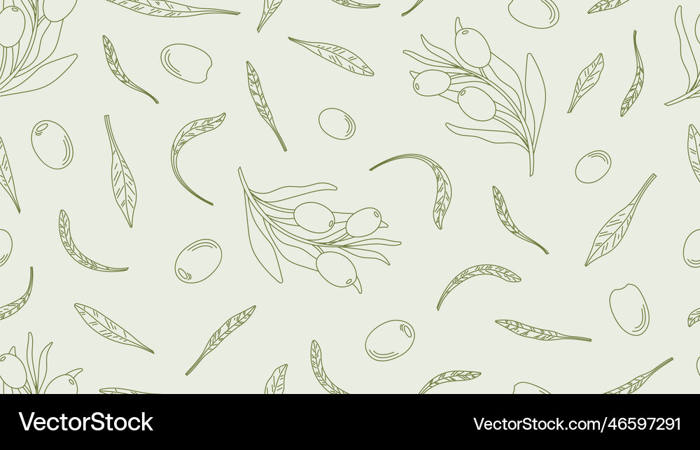 Olives and leaves seamless pattern natural olive Vector Image