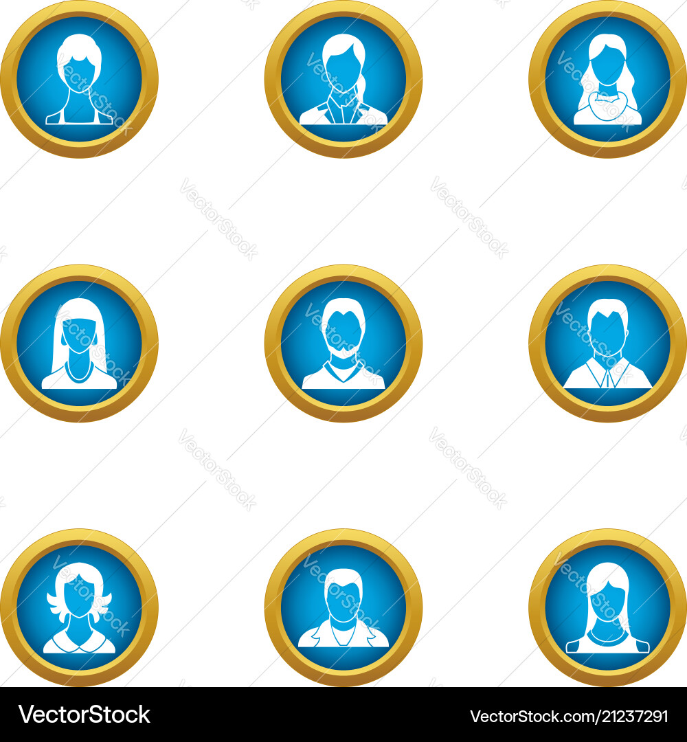 Personnel icons set flat style Royalty Free Vector Image