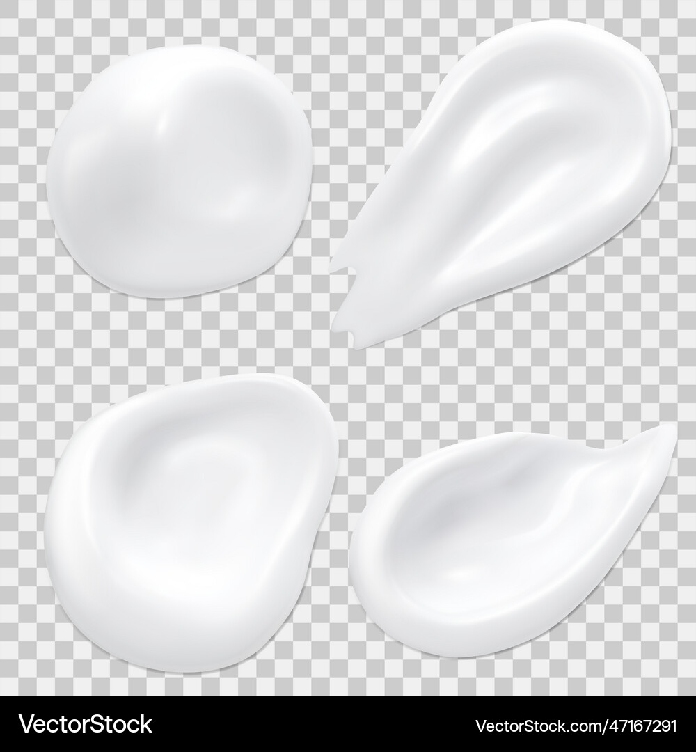 Realistic cosmetic cream smears set white Vector Image