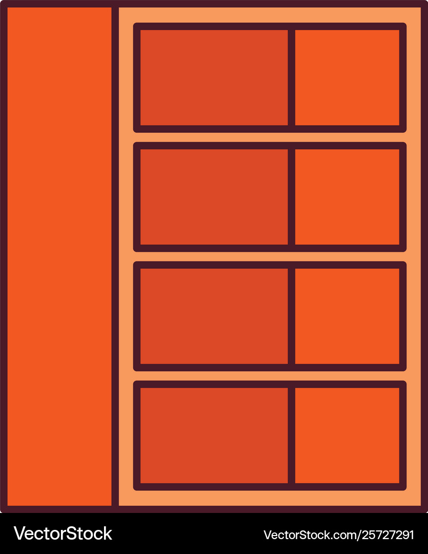 Wooden bookshelf on white background Royalty Free Vector