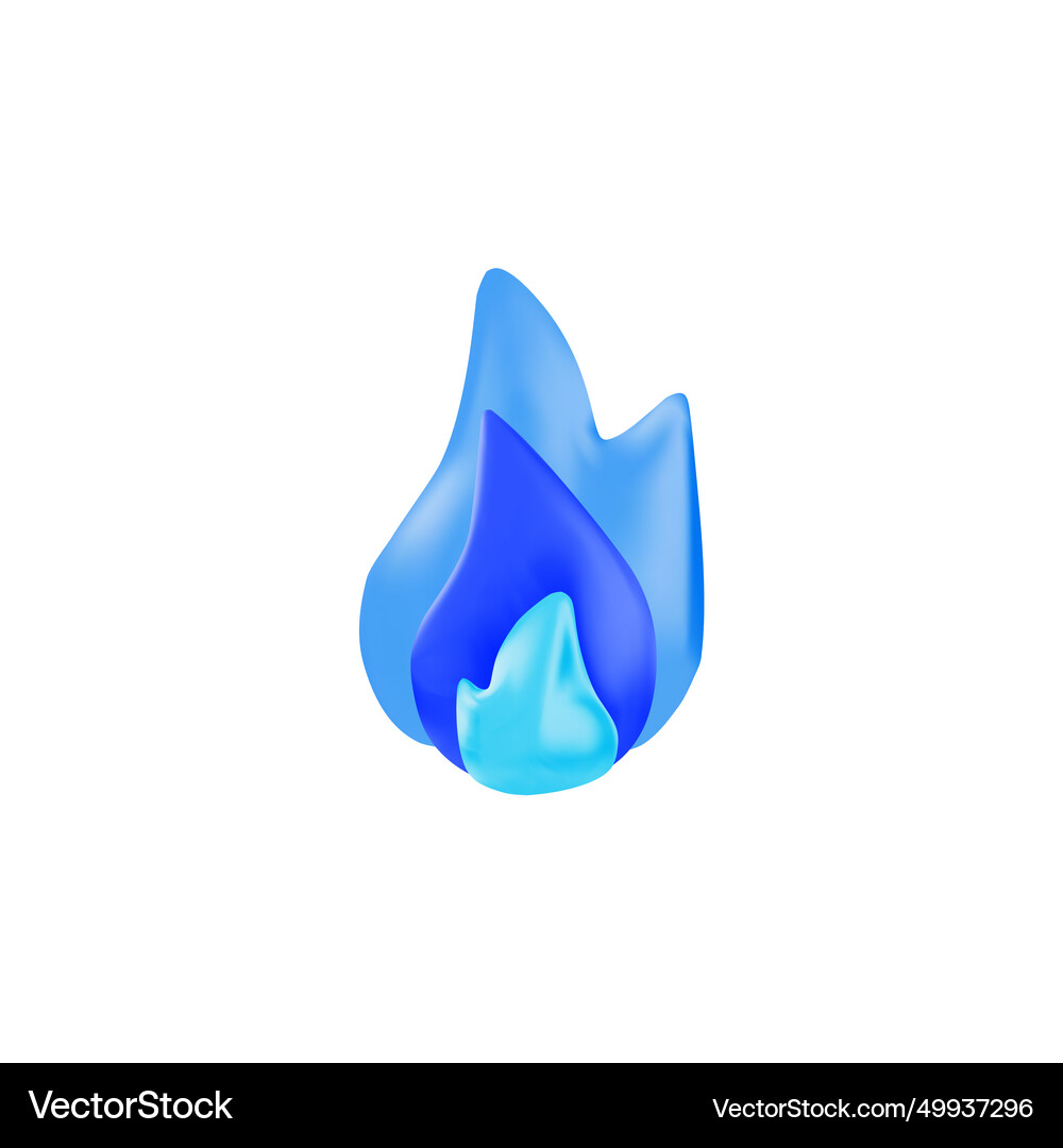 3d blue gas or fire flame burning blue bonfire Vector Image