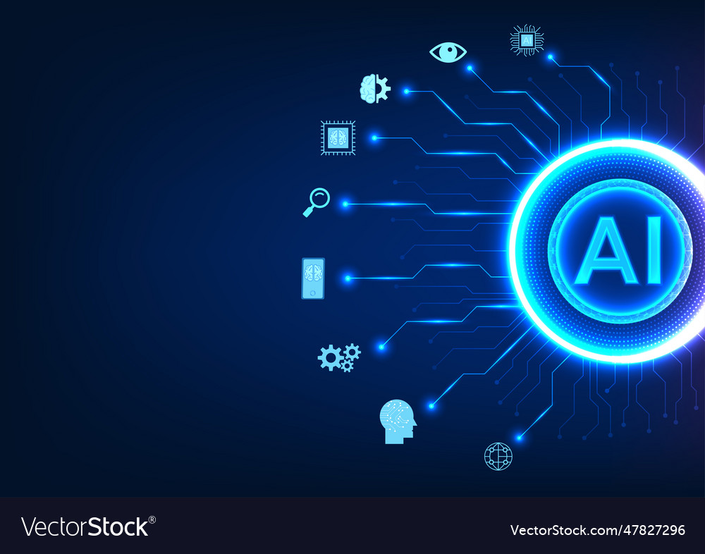 Artificial intelligence technology circle has ai Vector Image