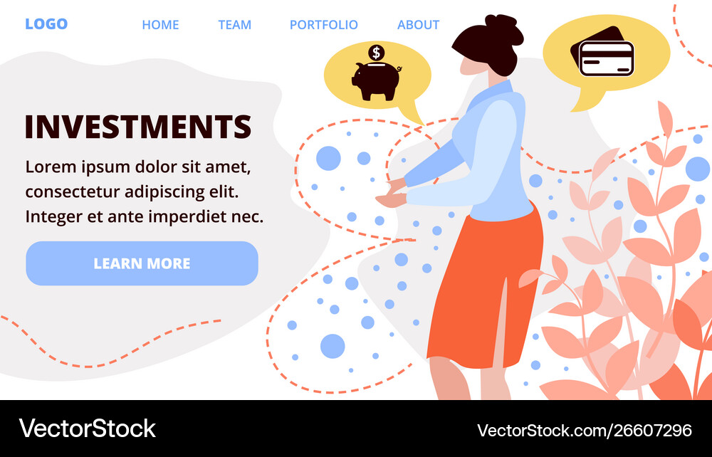 Business investments flat website template Vector Image