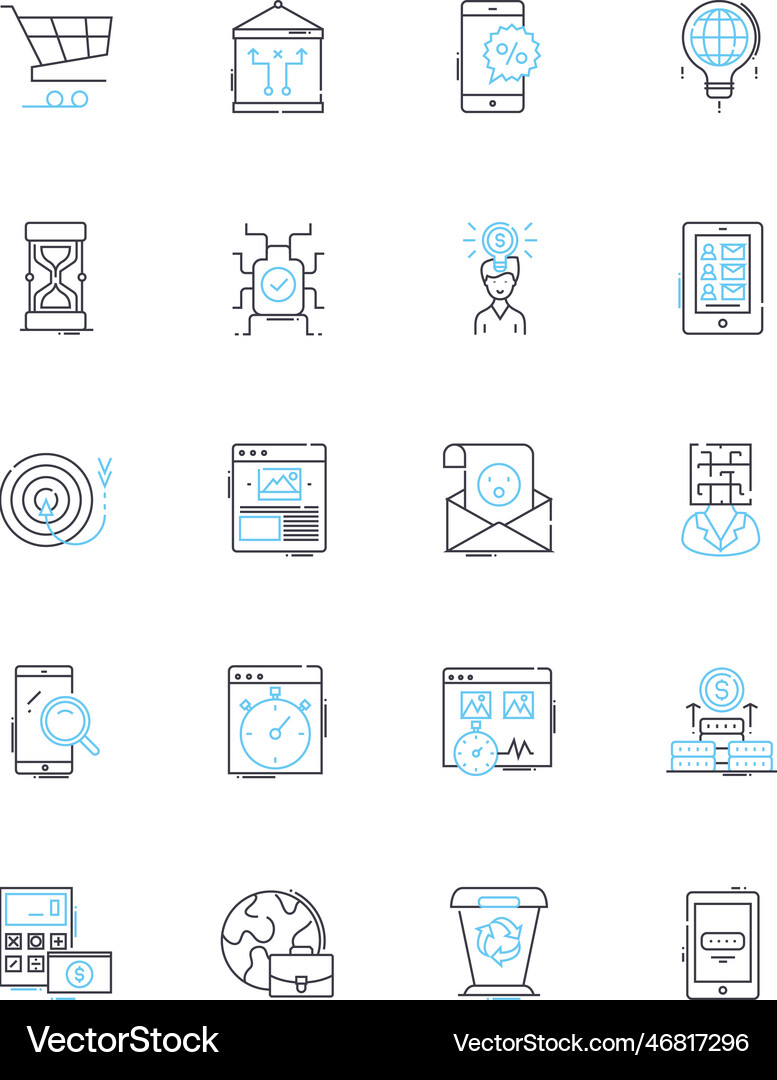 Coaching linear icons set empowerment guidance Vector Image