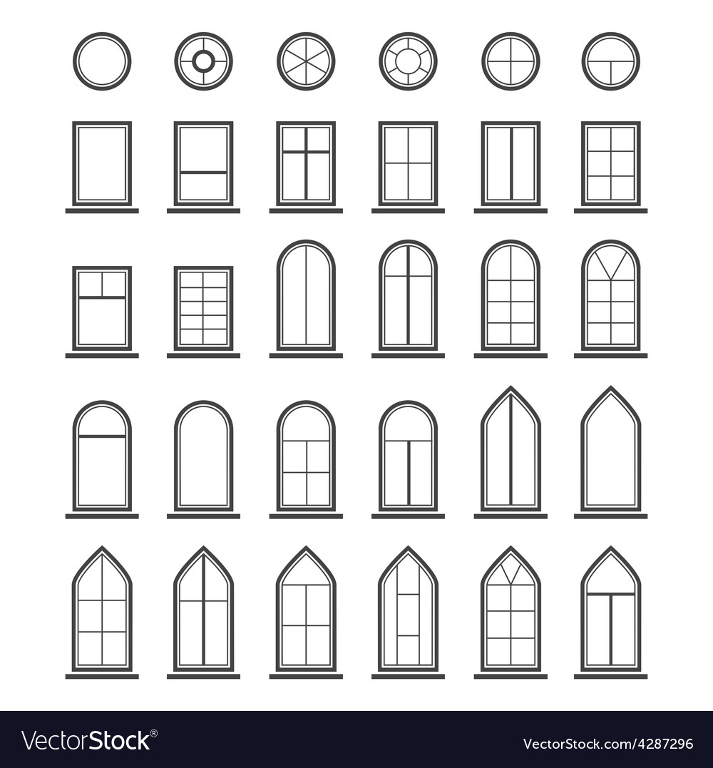 Different types windows eps10 Royalty Free Vector Image