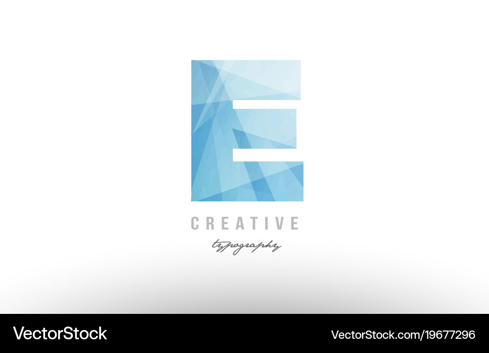 E blue polygonal alphabet letter logo icon design Vector Image