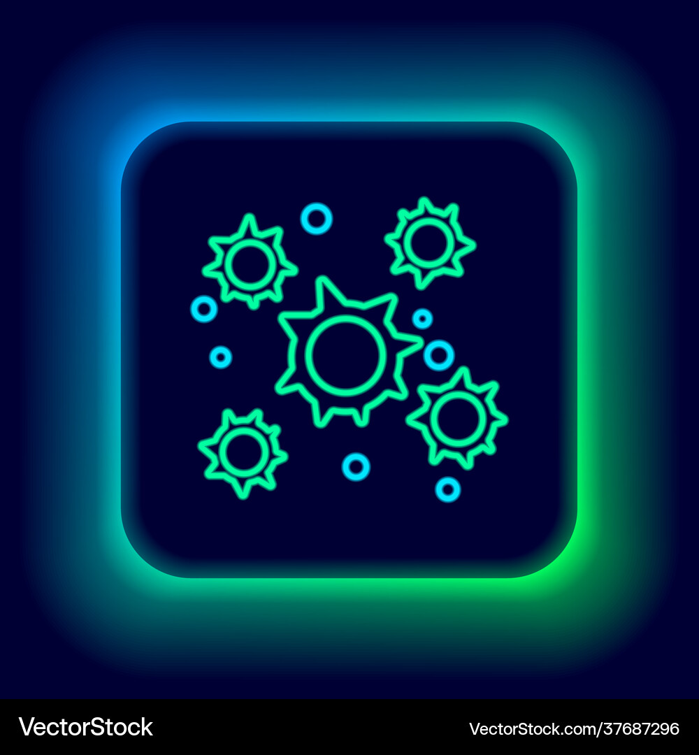 Glowing neon line bacteria icon isolated on black Vector Image