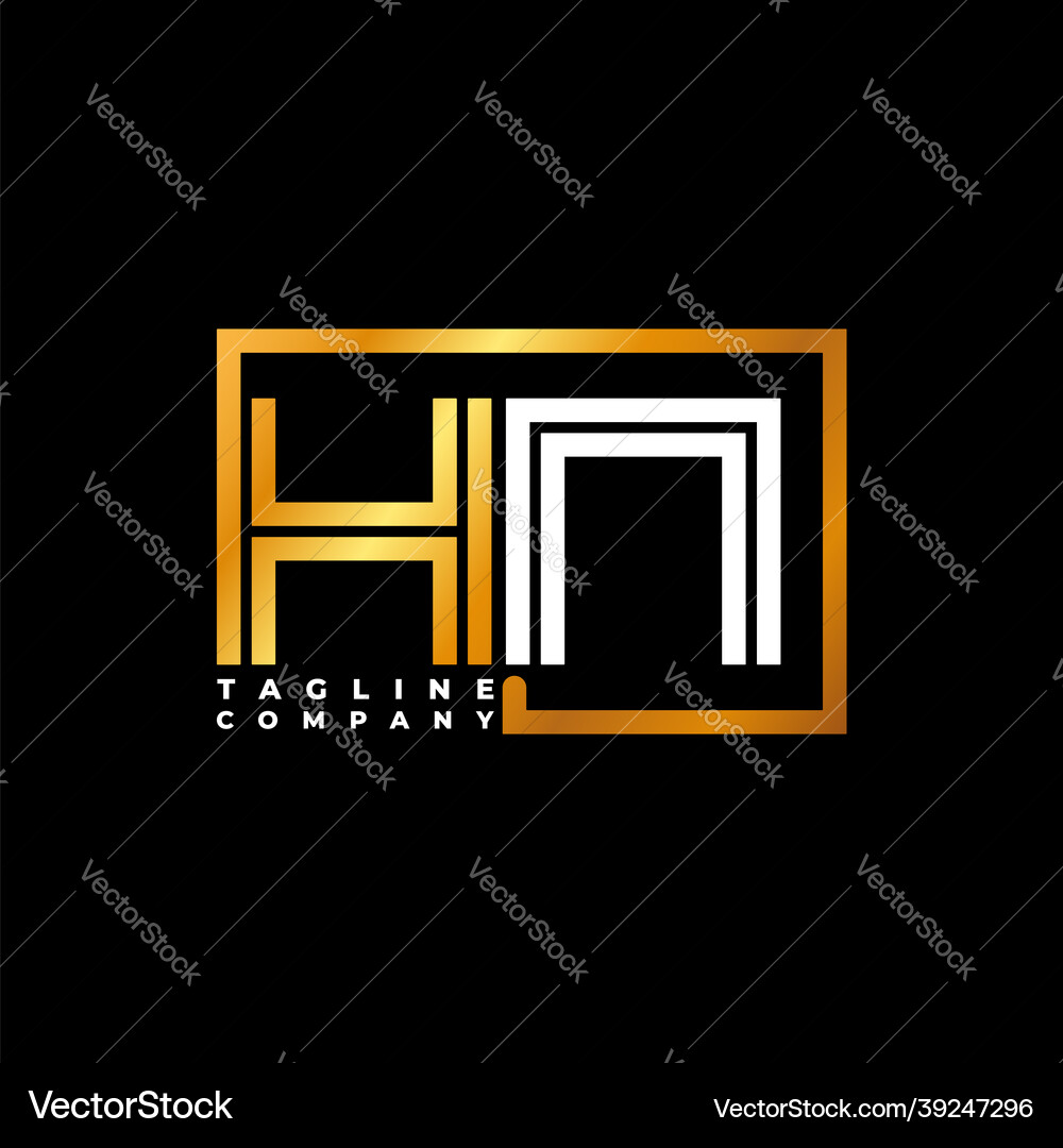 Hn letter golden shape line Royalty Free Vector Image