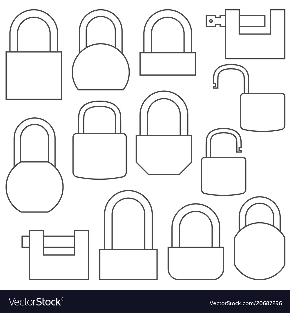 Icons of locks from thin lines Royalty Free Vector Image