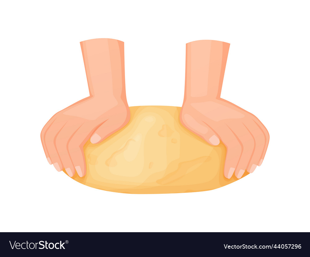 Kneading dough hands rolled out dough for baking Vector Image