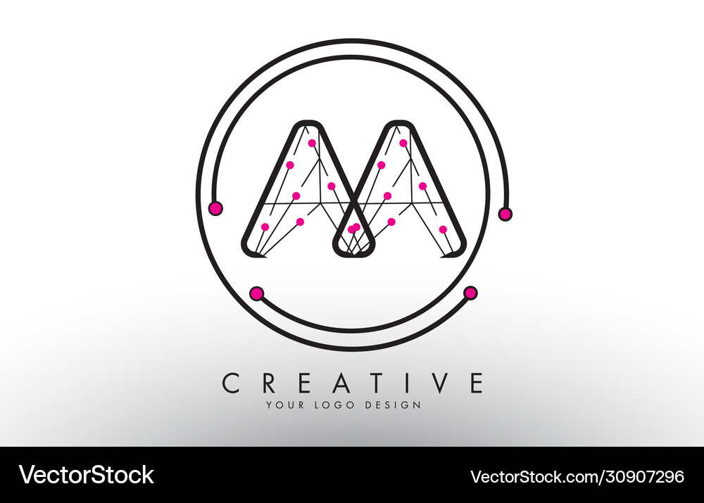 Letters aa a logo initials with wires and pink Vector Image