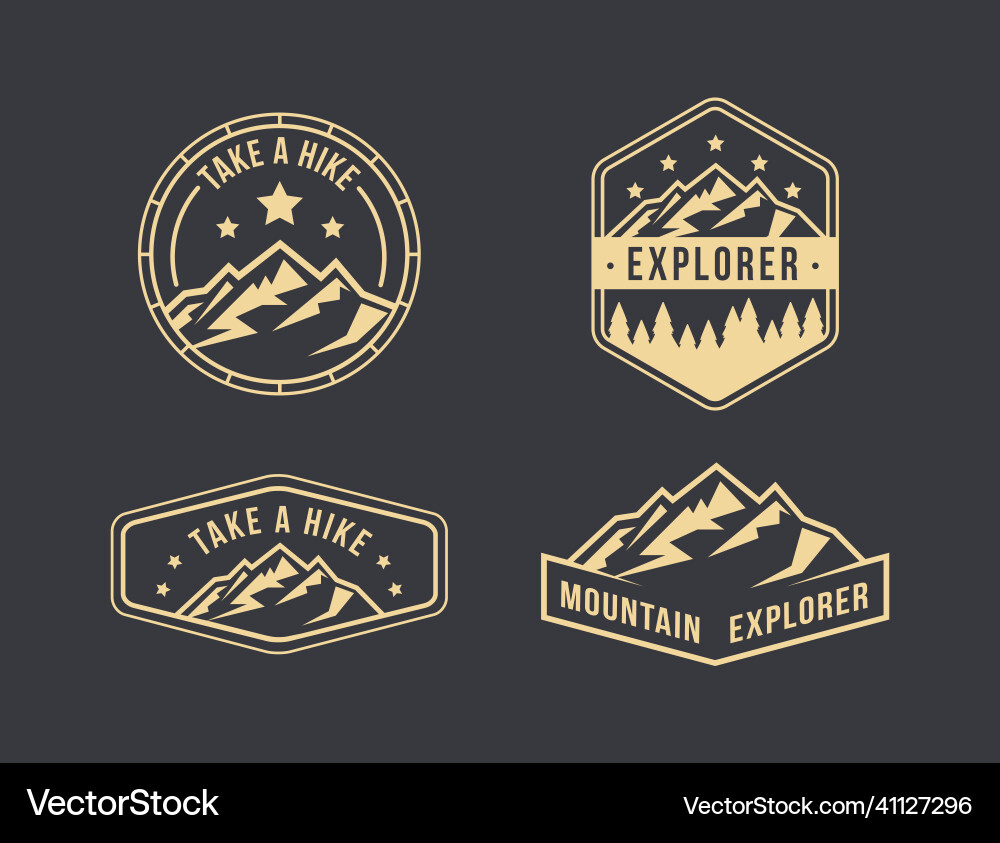 Mountain adventure patch logo hiking logo hiker Vector Image
