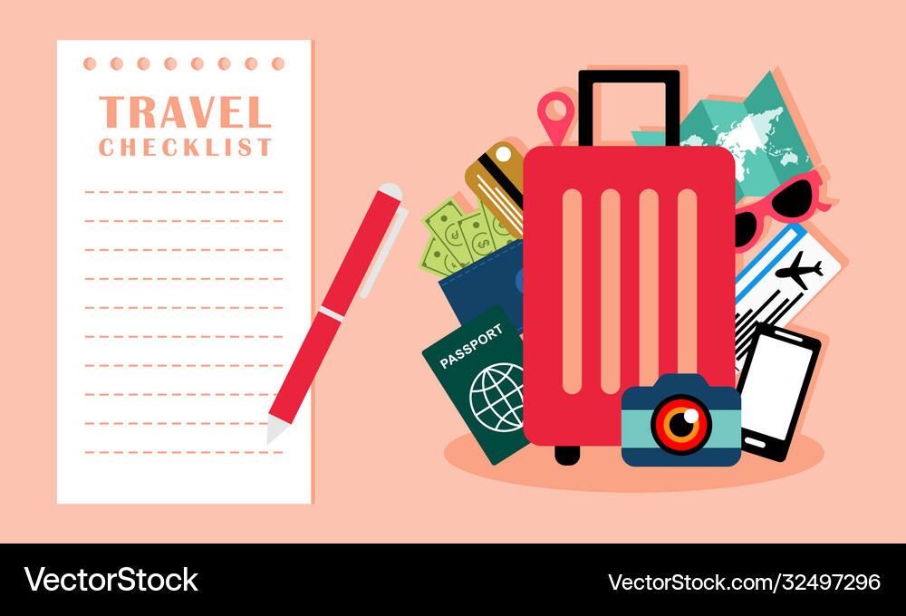 Packing list travel planning logo Royalty Free Vector Image