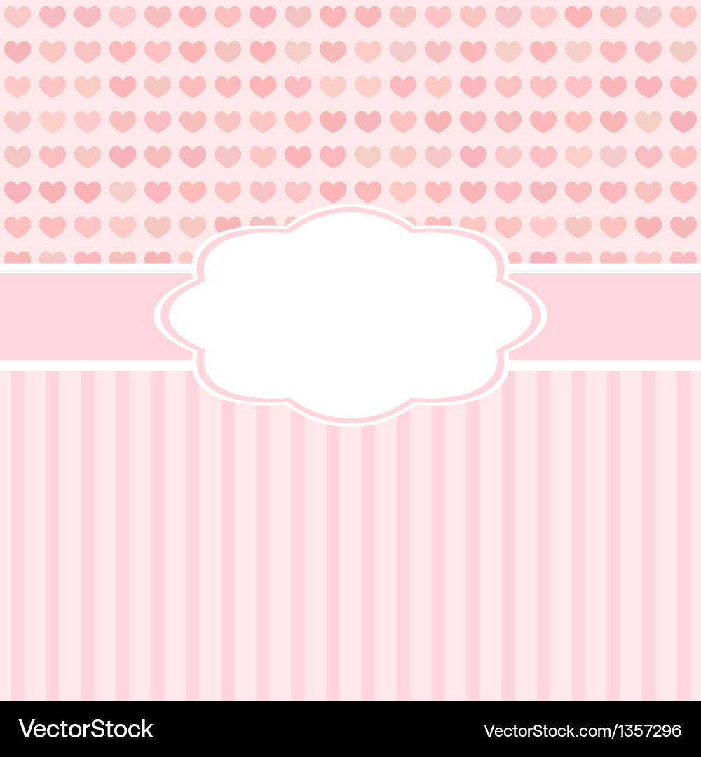 Pink cute card with hearts Royalty Free Vector Image