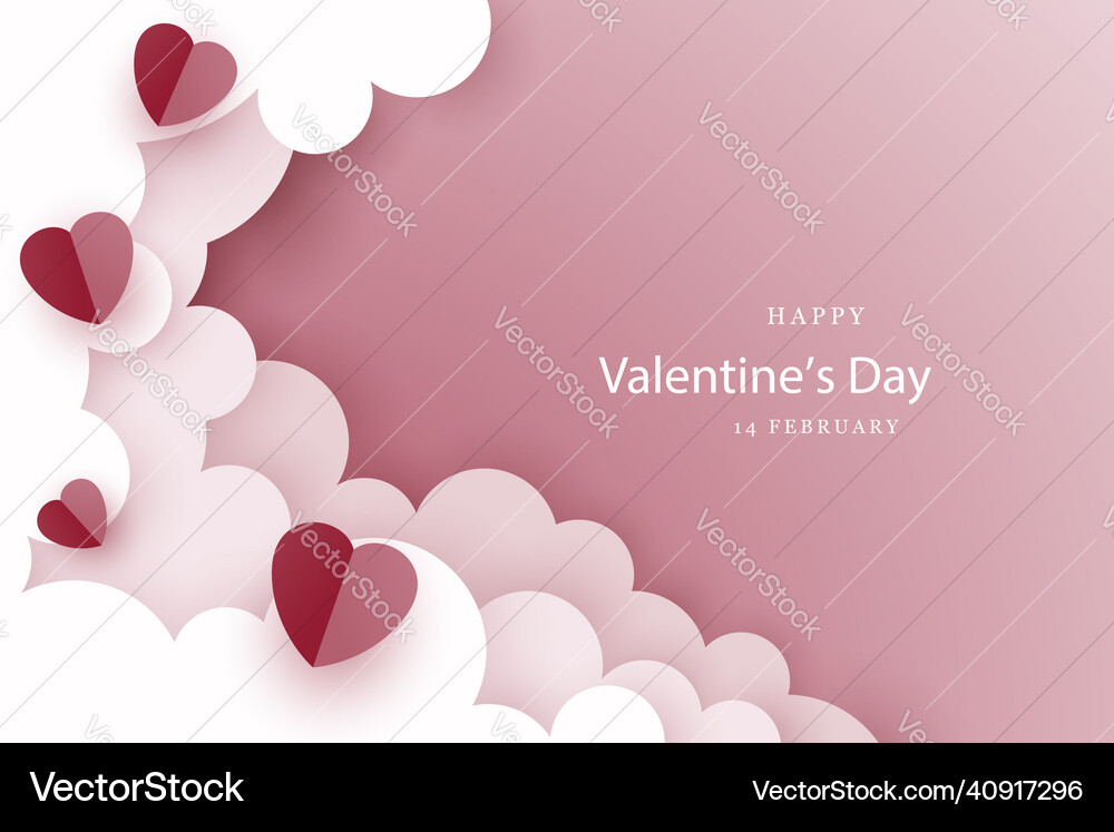 Valentines day background design in paper style Vector Image