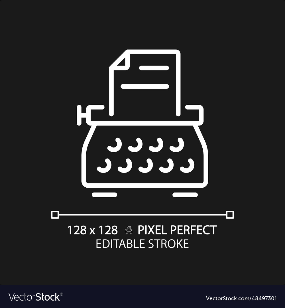 2d customizable thin linear white typewriter icon Vector Image