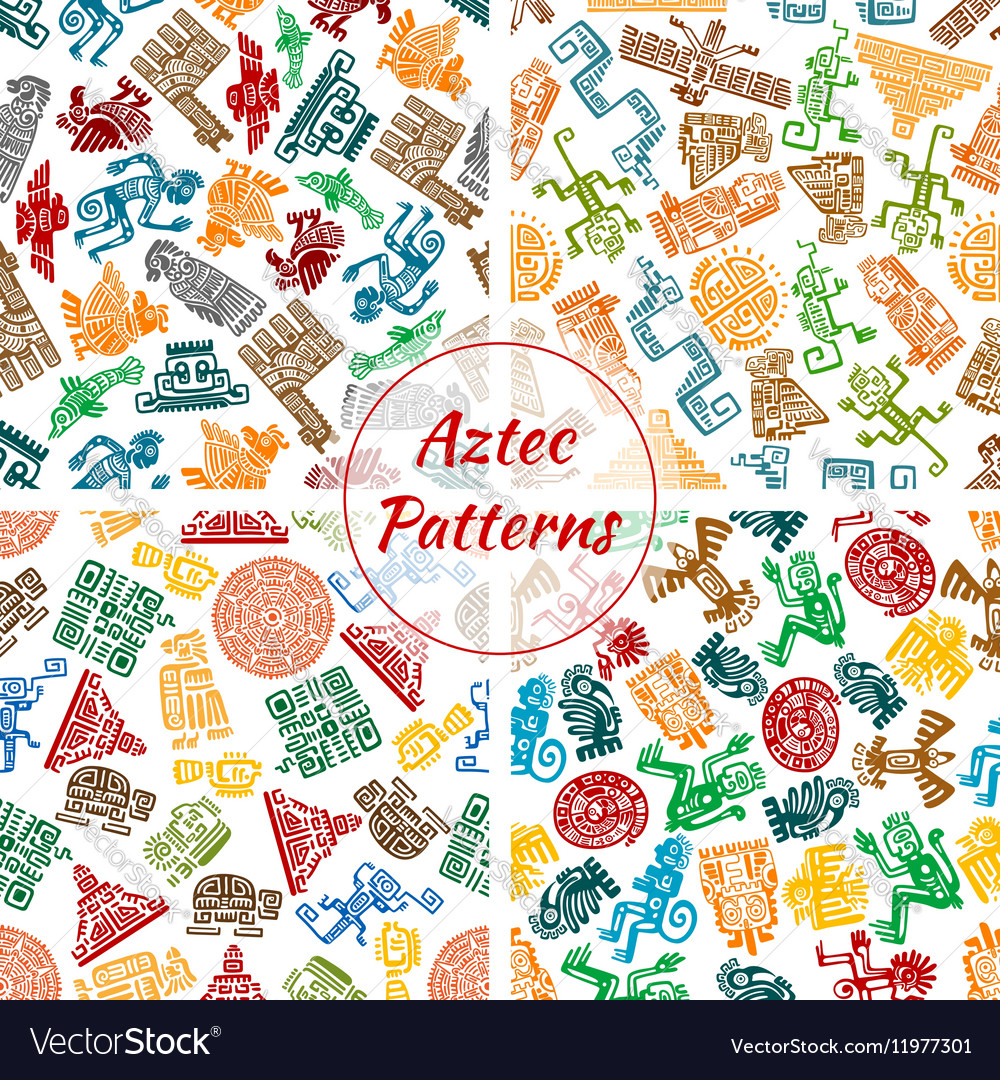 Aztec seamless patterns set Royalty Free Vector Image