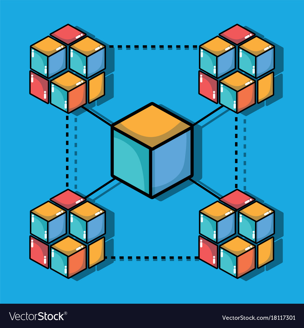 Blockchain cubes digital security technology Vector Image
