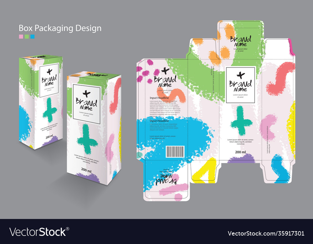 Box packaging design template Royalty Free Vector Image